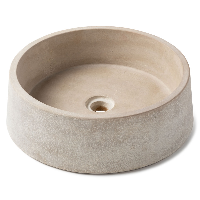 Vasque à poser ronde en pierre Atlas Beige 39-42x13 cm | RO'MA Nature