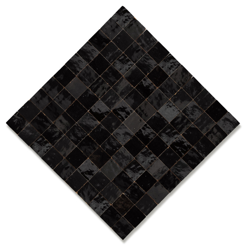 Zellige Marocain Noir Intense 3x3 cm | RO'MA Nature