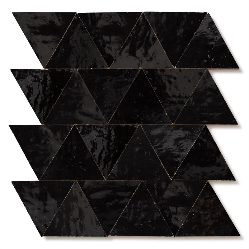 Zellige Marocain Noir Intense Triangle grand 10 cm | RO'MA Nature
