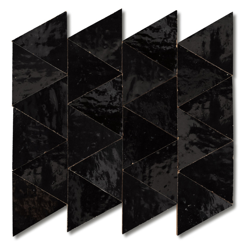 Zellige Marocain Noir Intense Triangle grand 10 cm | RO'MA Nature