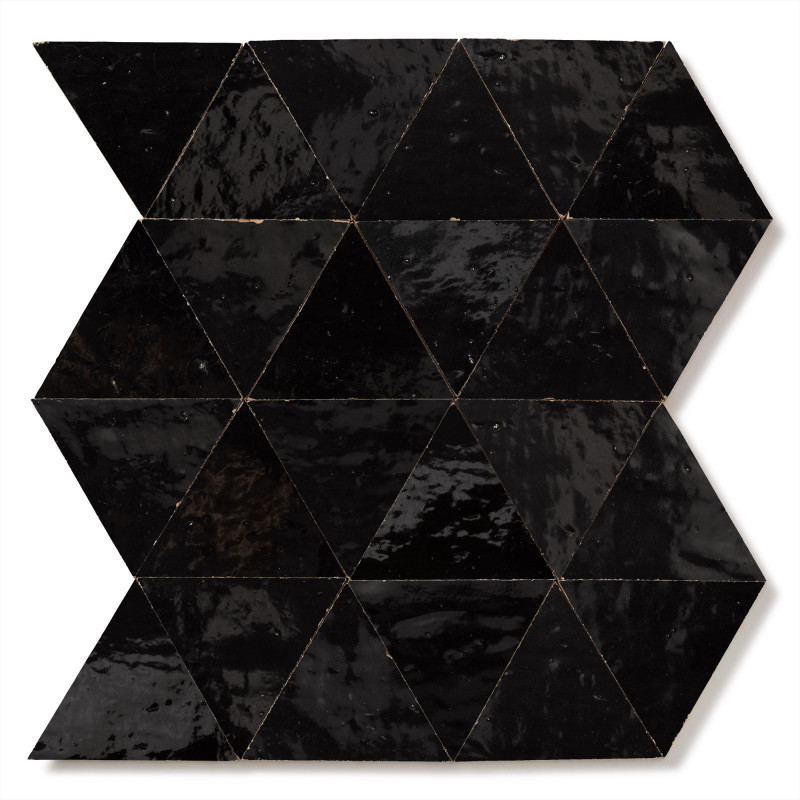 Zellige Marocain Noir Intense Triangle grand 10 cm | RO'MA Nature