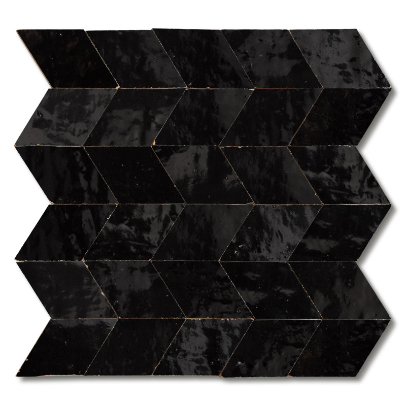 Zellige Marocain Noir Intense Losange 5,5x10 cm | RO'MA Nature