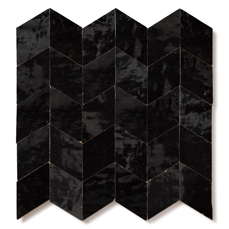 Zellige Marocain Noir Intense Losange 5,5x10 cm | RO'MA Nature