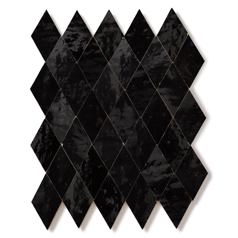 Zellige Marocain Noir Intense Losange 5,5x10 cm | RO'MA Nature