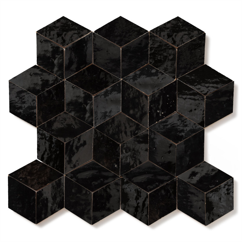 Zellige Marocain Noir Intense Losange 5,5x10 cm | RO'MA Nature