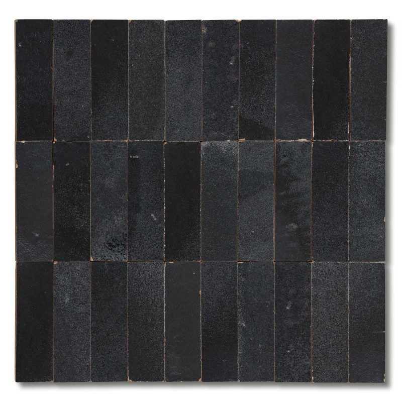 Zellige Marocain Noir Métal 3x10 cm | RO'MA Nature