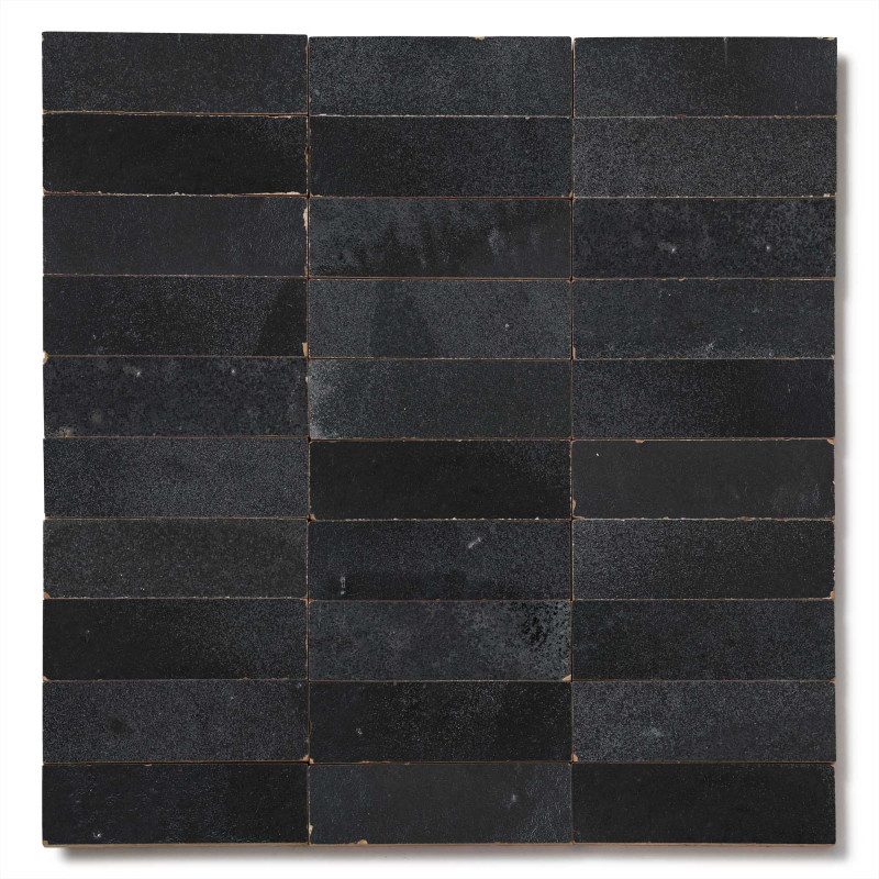 Zellige Marocain Noir Métal 3x10 cm | RO'MA Nature