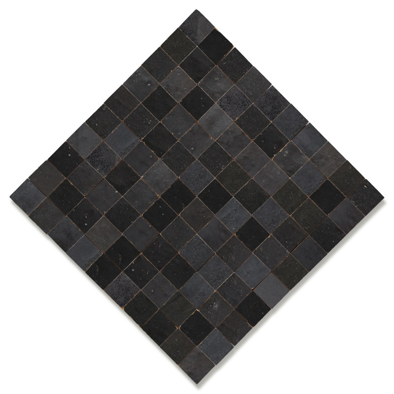 Zellige Marocain Noir Carbone 3x3 cm | RO'MA Nature