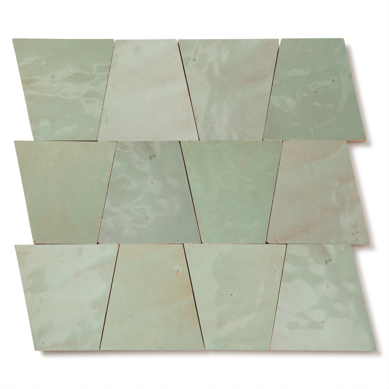 Zellige Marocain Vert Tilleul Trapèze 10x10x7 cm | RO'MA Nature