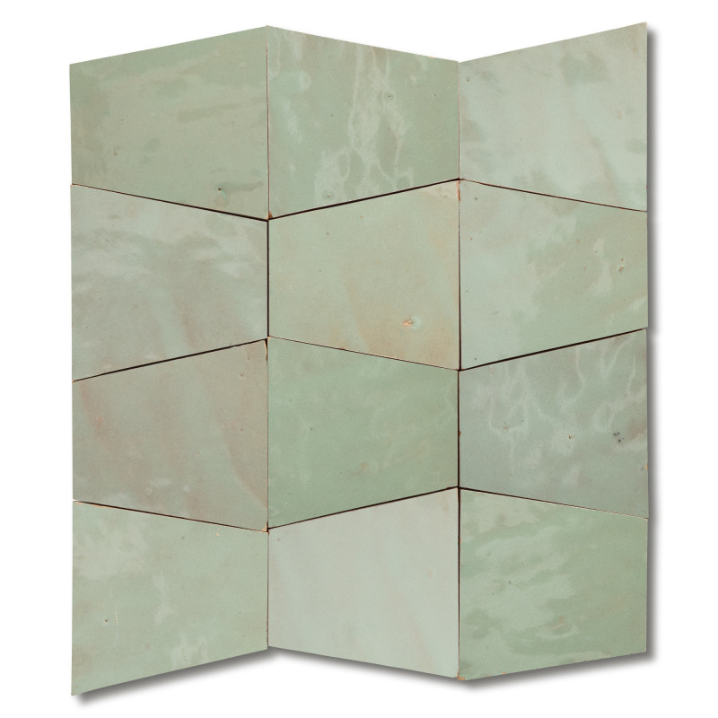 Zellige Marocain Vert Tilleul Trapèze 10x10x7 cm | RO'MA Nature