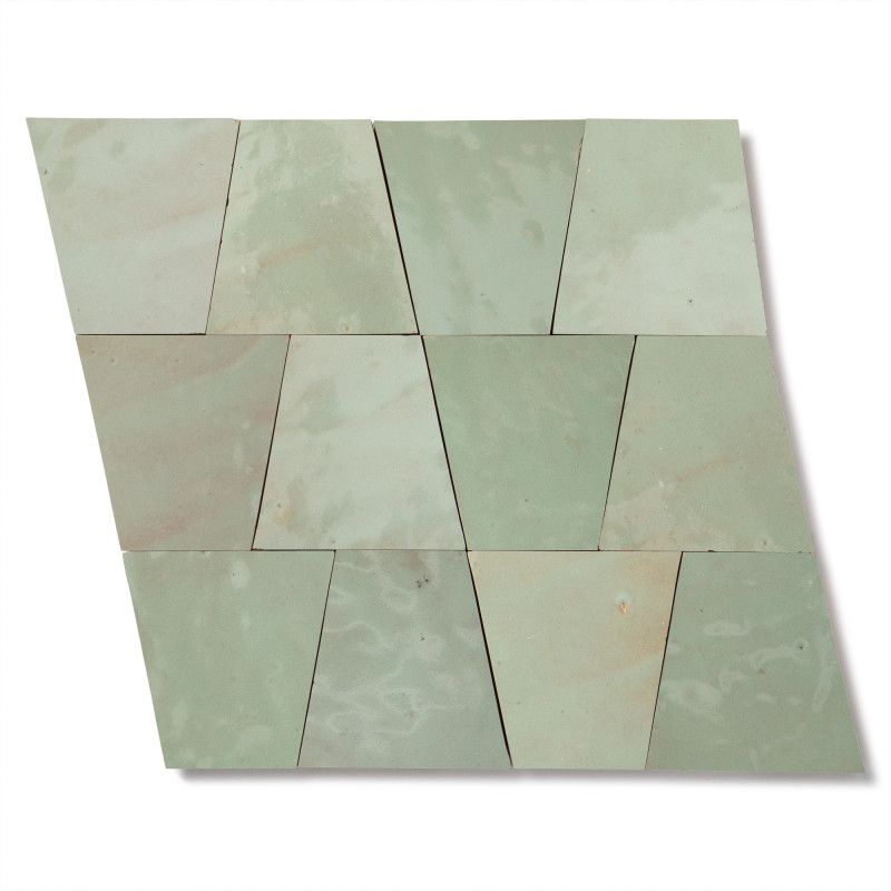 Zellige Marocain Vert Tilleul Trapèze 10x10x7 cm | RO'MA Nature