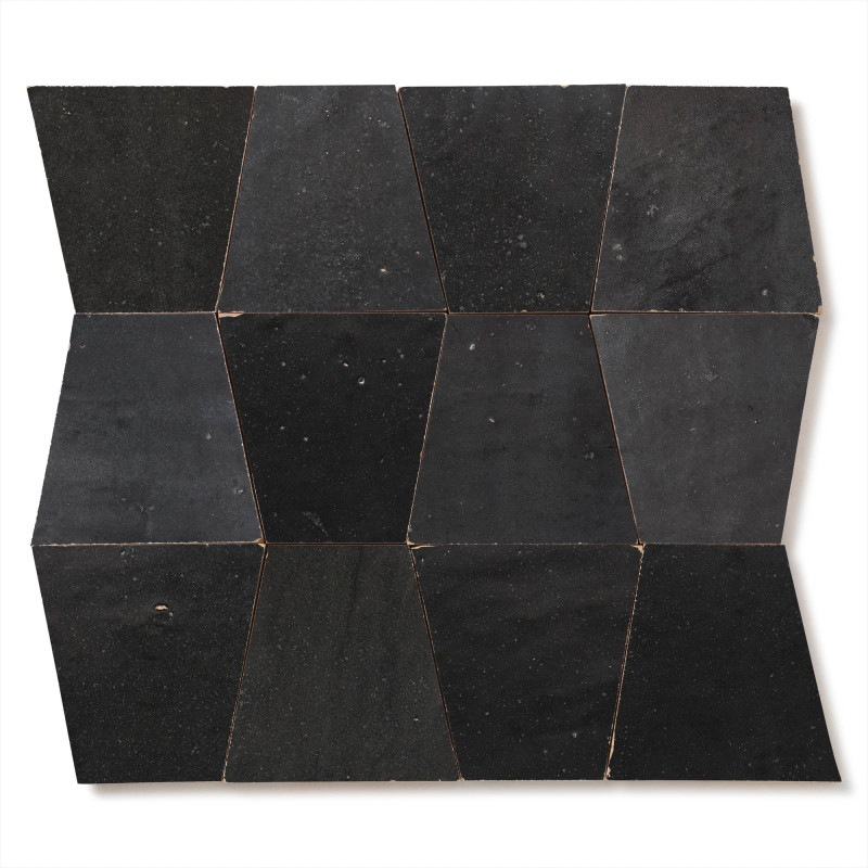 Zellige Marocain Noir Carbone Trapèze 10x10x7 cm | RO'MA Nature