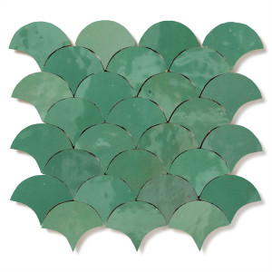 Zellige Marocain Vert d'eau Ecaille petit 7,8x9,8 cm | RO'MA Nature