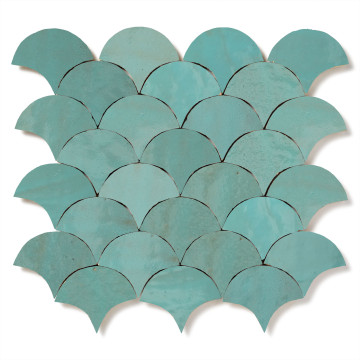 Zellige Marocain Bleu Maldives Ecaille petit 7,8x9,8 cm | RO'MA Nature