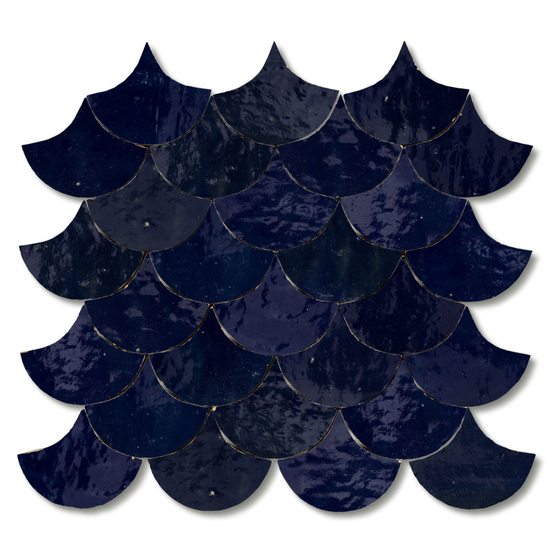 Zellige Marocain Bleu Nuit Ecaille petit 7,8x9,8 cm | RO'MA Nature