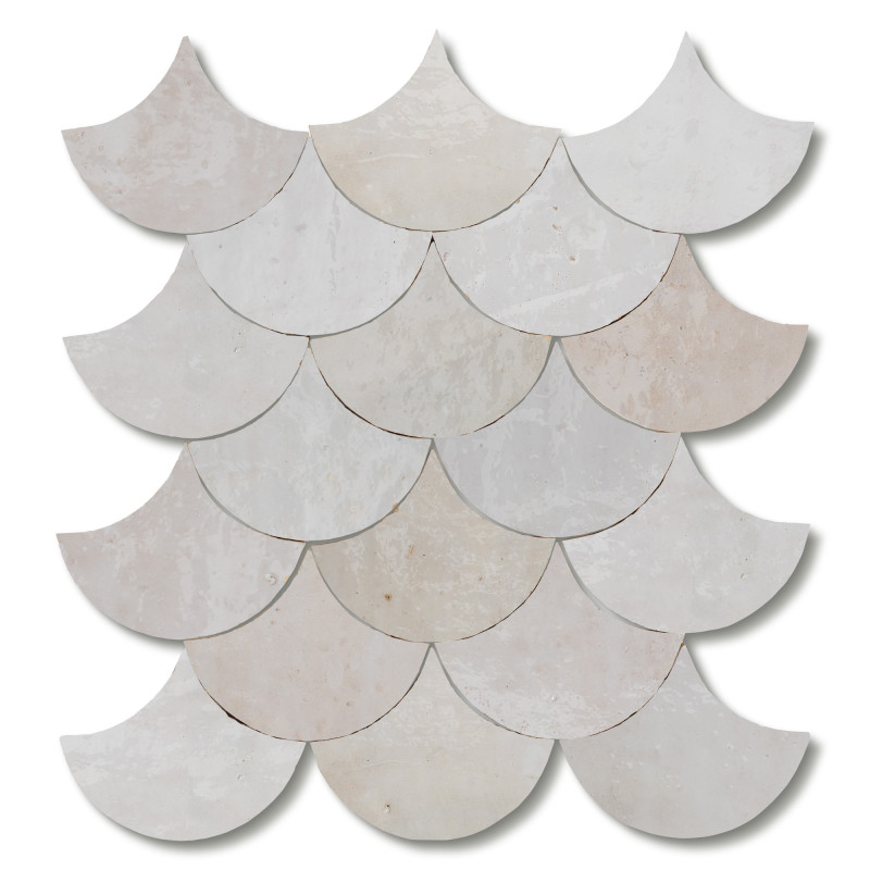 Zellige Marocain Blanc Oukaimeden Ecaille grand 10x12 | RO'MA Nature