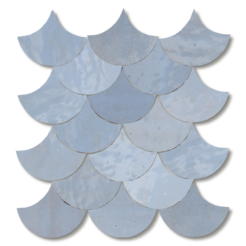 Zellige Marocain Bleu Gustavien Ecaille grand 10x12 cm | RO'MA Nature