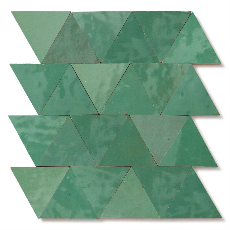 Zellige Marocain Vert d'eau Triangle grand 10 cm | RO'MA Nature