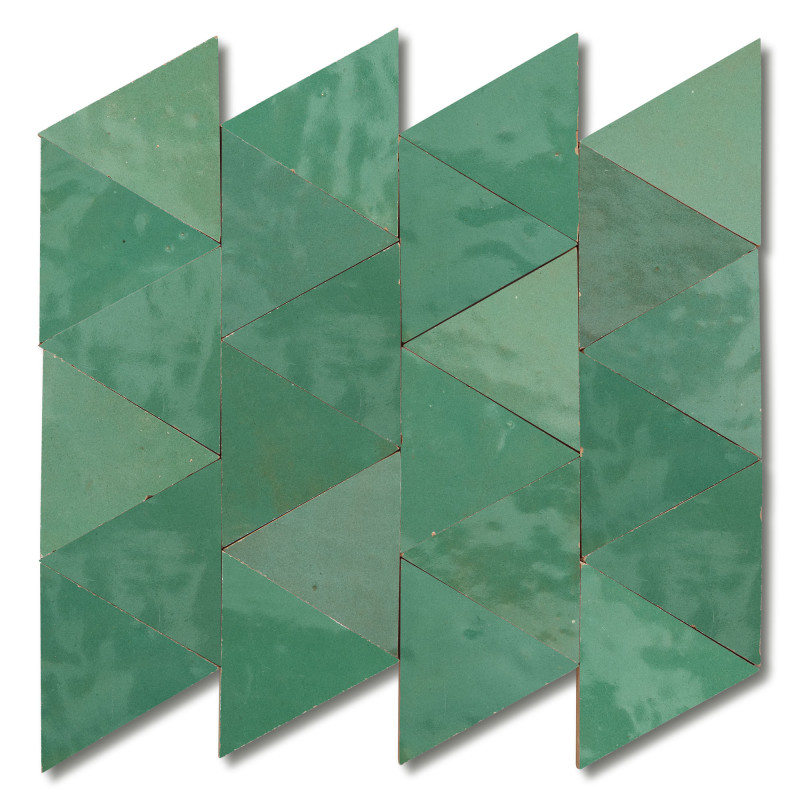 Zellige Marocain Vert d'eau Triangle grand 10 cm | RO'MA Nature