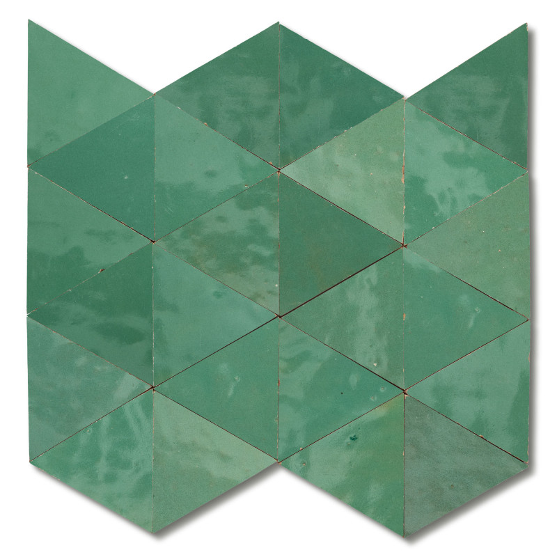 Zellige Marocain Vert d'eau Triangle grand 10 cm | RO'MA Nature