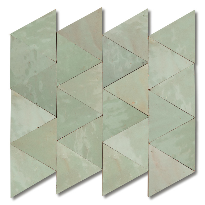 Zellige Marocain Vert Tilleul Triangle grand 10 cm | RO'MA Nature