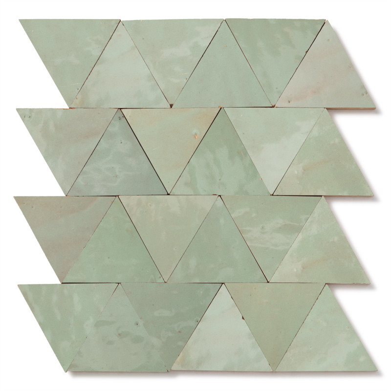 Zellige Marocain Vert Tilleul Triangle grand 10 cm | RO'MA Nature