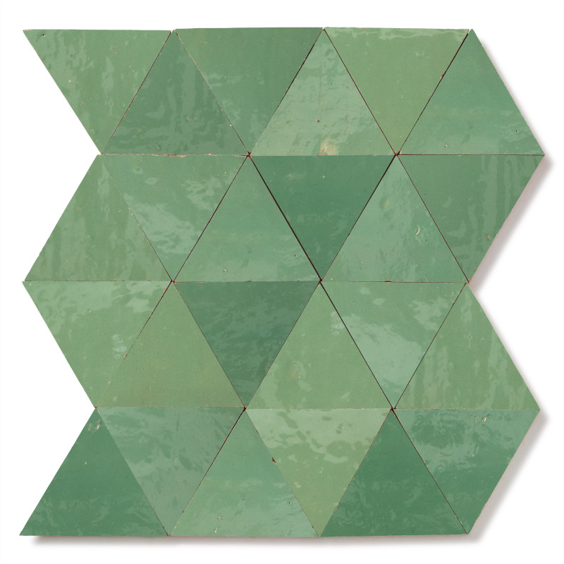 Zellige Marocain Vert Amande Triangle grand 10 cm | RO'MA Nature