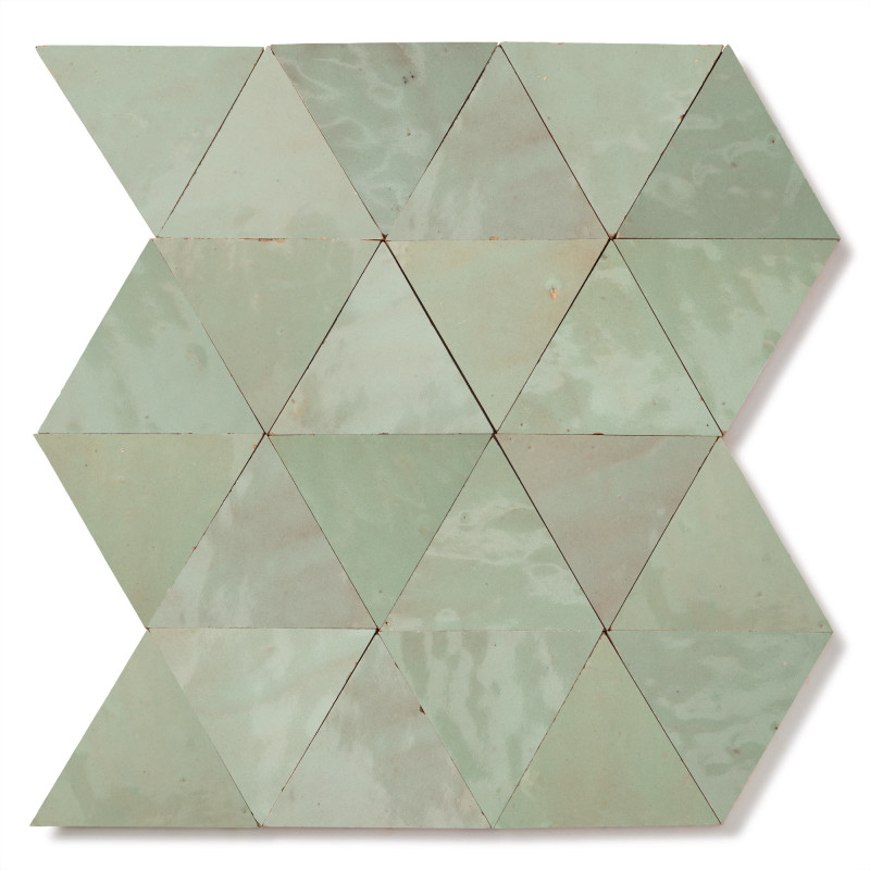 Zellige Marocain Vert Tilleul Triangle grand 10 cm | RO'MA Nature
