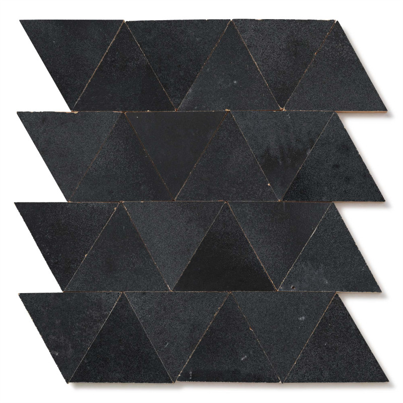 Zellige Marocain Noir Métal Triangle grand 10 cm | RO'MA Nature