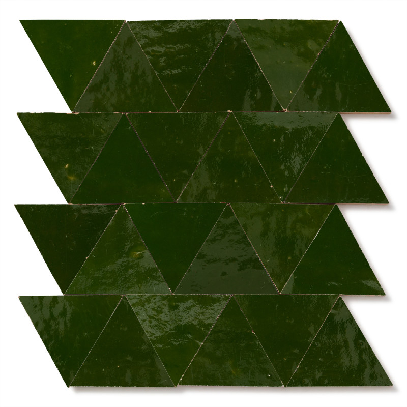 Zellige Marocain Vert Impérial Triangle grand 10 cm | RO'MA Nature