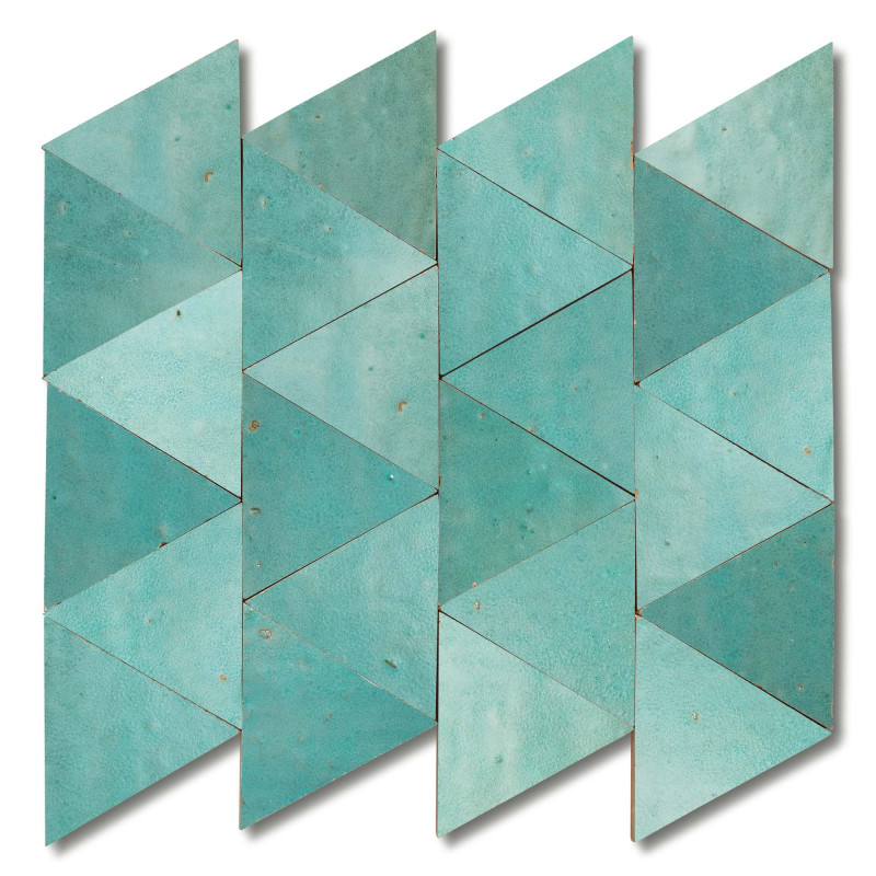 Zellige Marocain Vert Pacifique Triangle grand 10 cm | RO'MA Nature