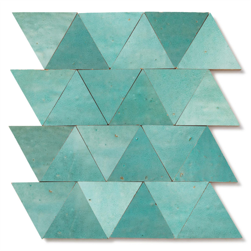 Zellige Marocain Vert Pacifique Triangle grand 10 cm | RO'MA Nature