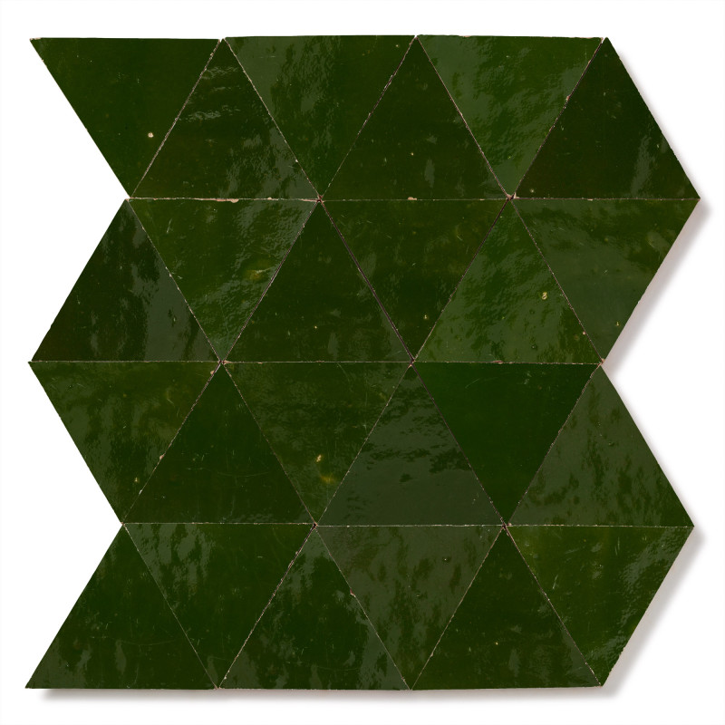 Zellige Marocain Vert Impérial Triangle grand 10 cm | RO'MA Nature