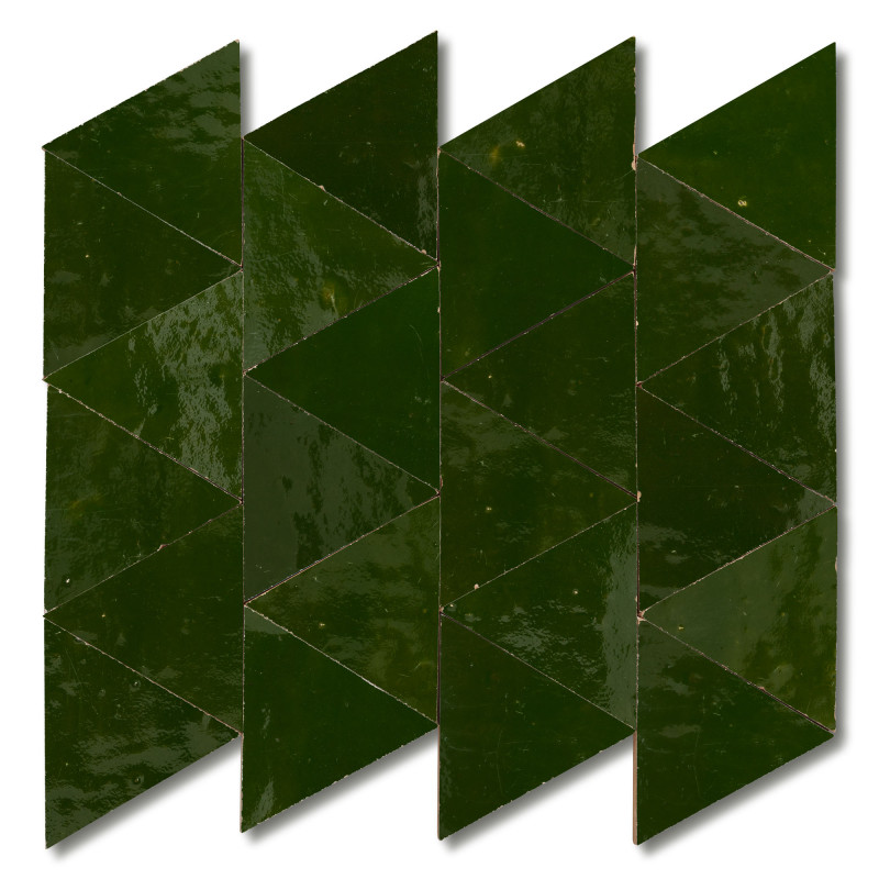 Zellige Marocain Vert Impérial Triangle grand 10 cm | RO'MA Nature