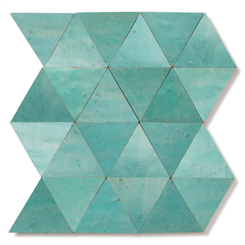 Zellige Marocain Vert Pacifique Triangle grand 10 cm | RO'MA Nature