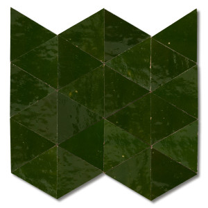 Zellige Marocain Vert Impérial Triangle grand 10 cm | RO'MA Nature