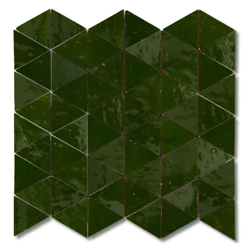 Zellige Marocain Vert Impérial Triangle petit 4,9 cm | RO'MA Nature