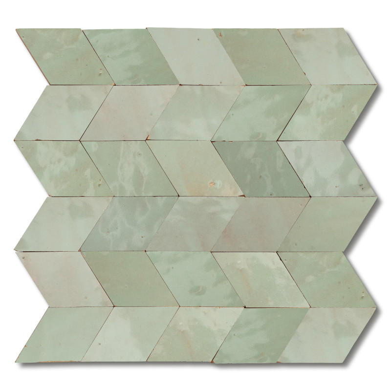 Zellige Marocain Vert Tilleul Losange 5,5x10 cm | RO'MA Nature