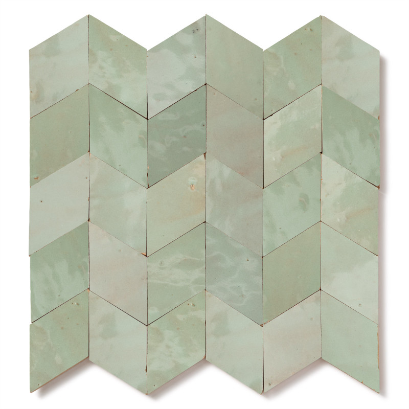 Zellige Marocain Vert Tilleul Losange 5,5x10 cm | RO'MA Nature
