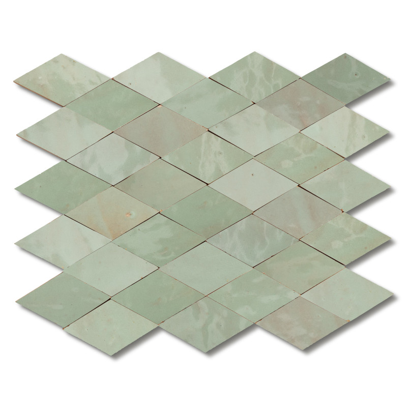 Zellige Marocain Vert Tilleul Losange 5,5x10 cm | RO'MA Nature