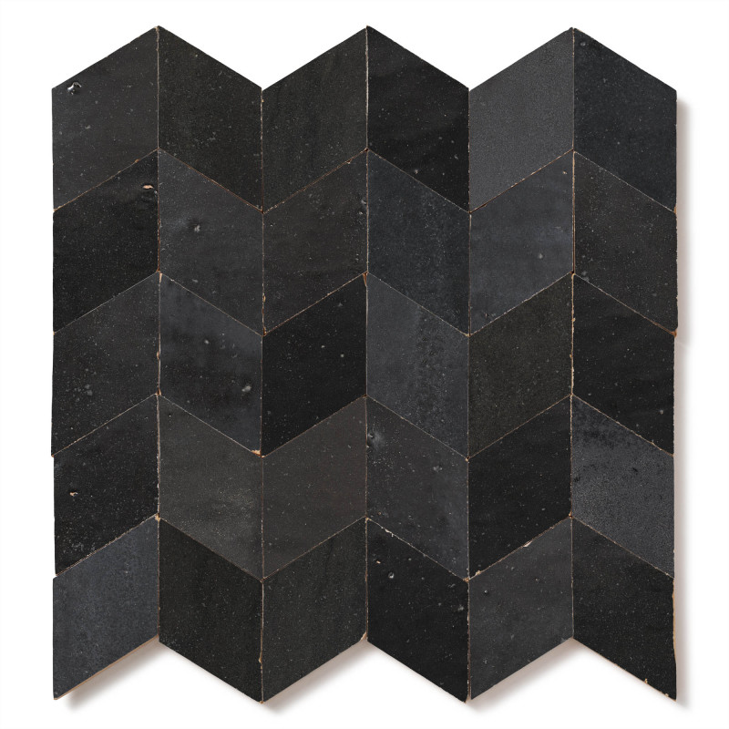 Zellige Marocain Noir Carbone Losange 5,5x10 cm | RO'MA Nature