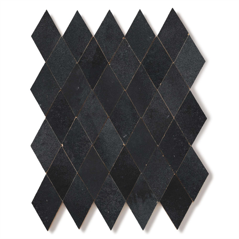 Zellige Marocain Noir Métal Losange 5,5x10 cm | RO'MA Nature