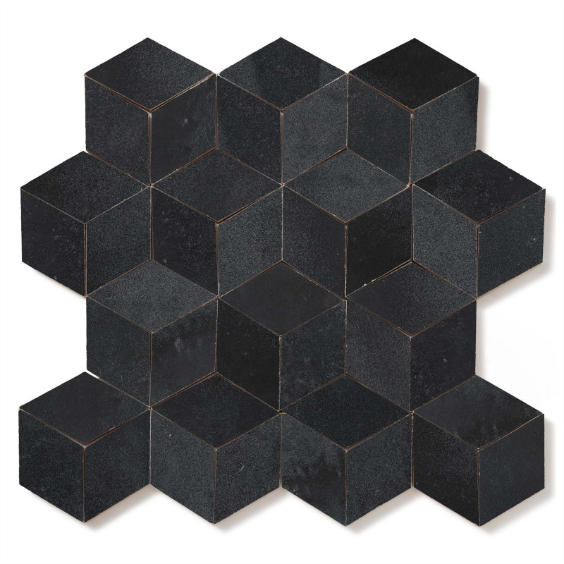 Zellige Marocain Noir Métal Losange 5,5x10 cm | RO'MA Nature